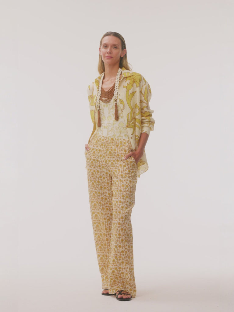Jill Linen Shirt | Yellow Flowers | Fashionkind